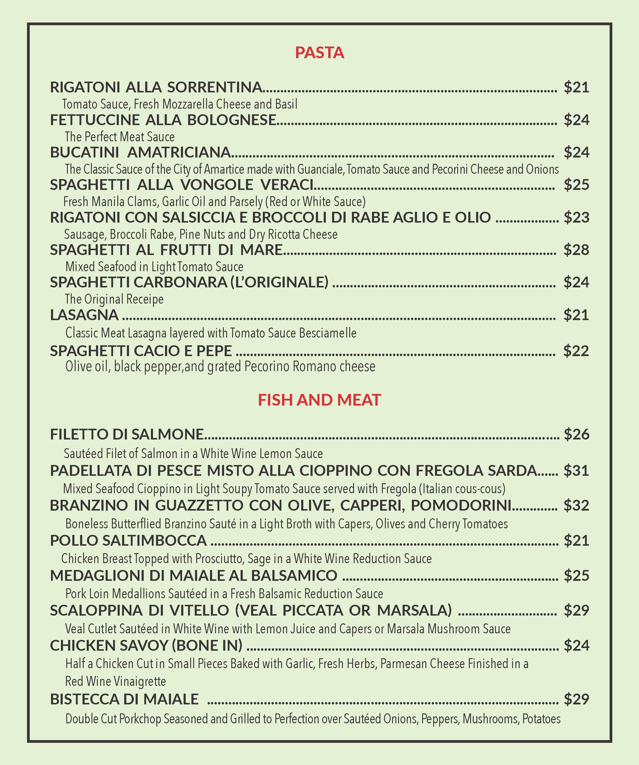 Trattoria Via Veneto Lunch Menu Trattoria Via Veneto Lunch Menu